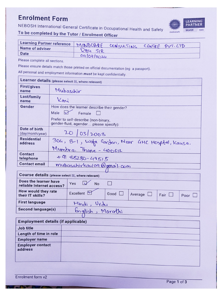 Enrollment Form | PDF