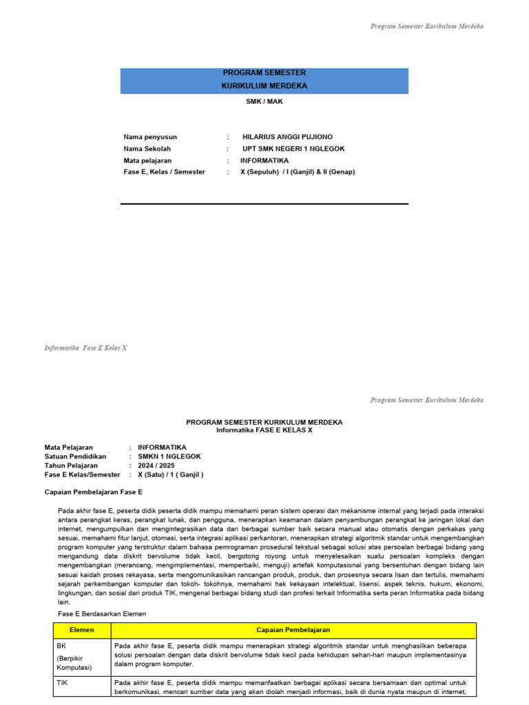 Promes Tik SMK 10 | PDF