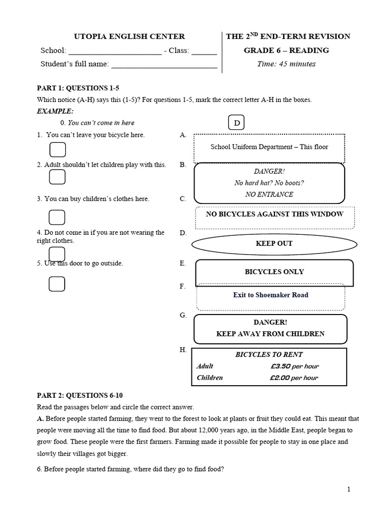 G6 - Reading - END-2ND Test | PDF | Potato Chip