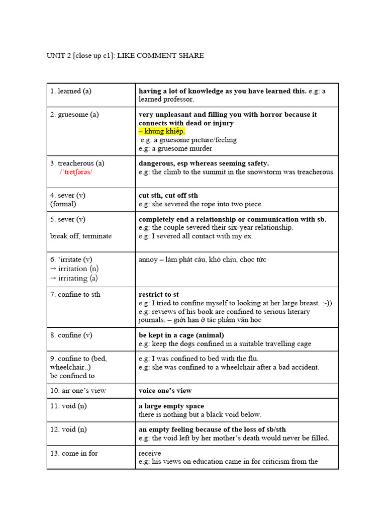 UNIT 2 (Close Up c1) - LIKE COMMENT SHARE | PDF