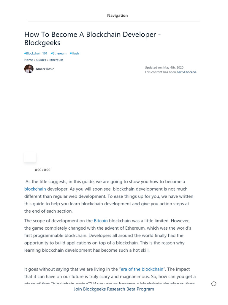 How To Become A Blockchain Developer - Blockgeeks | PDF | Java Script | Constructor (Object ...