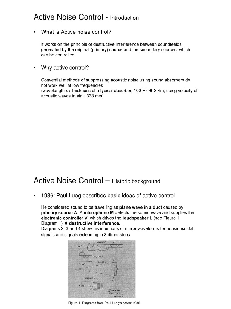 Active Noise Control Explained | PDF | Acoustics | Microphone