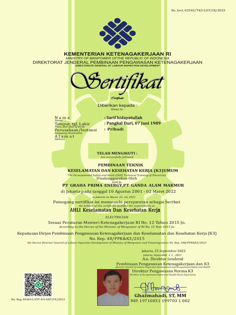 Sertifikat | PDF | Occupational Safety And Health | Business