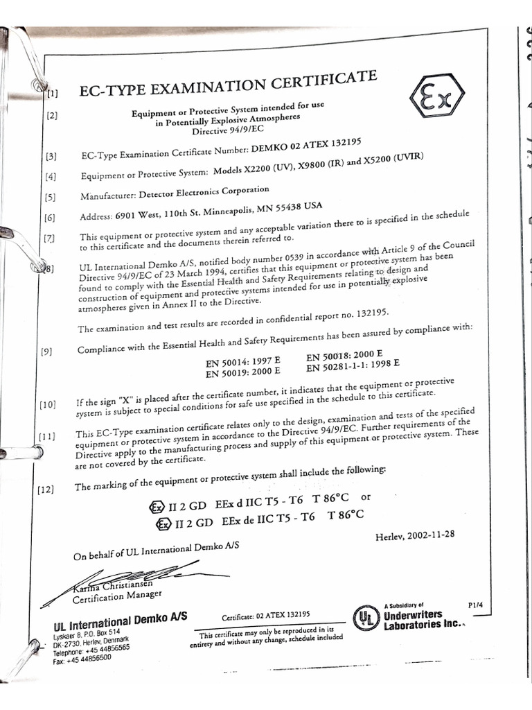 Demko02atex132195 X2200 Detector | PDF