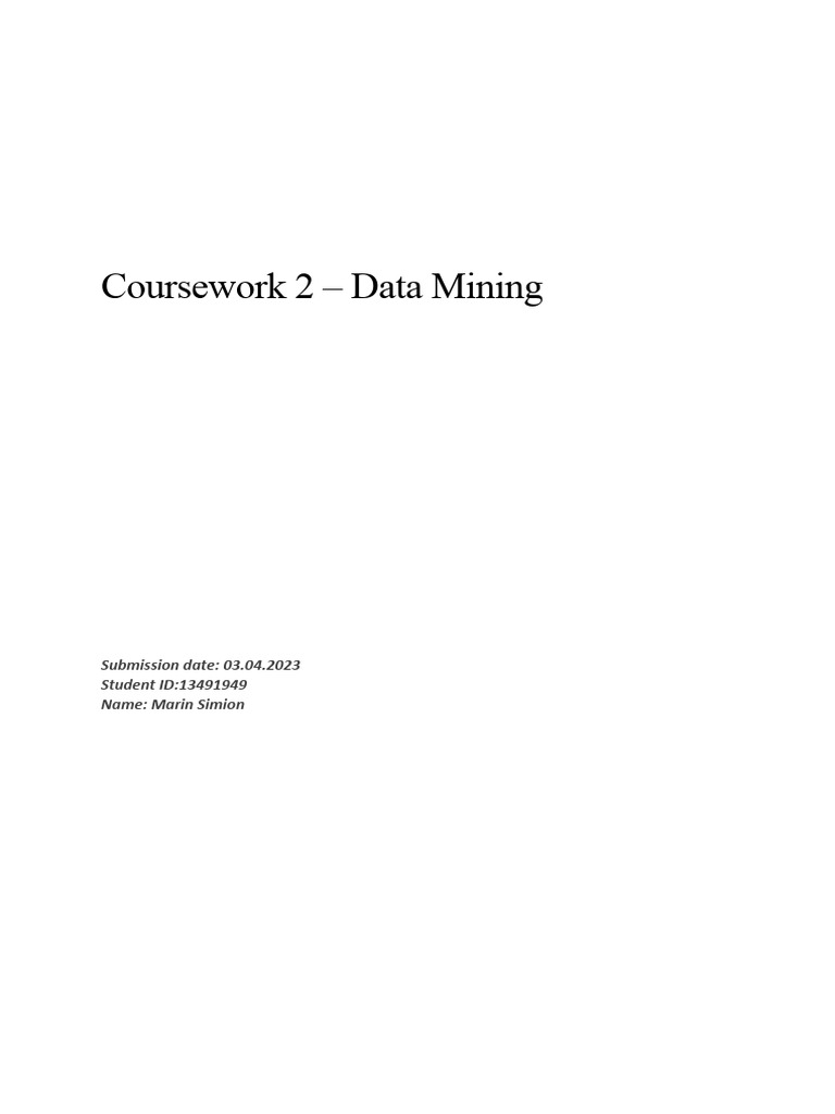 Coursework 2 - Data Mining | PDF | Errors And Residuals | Regression Analysis