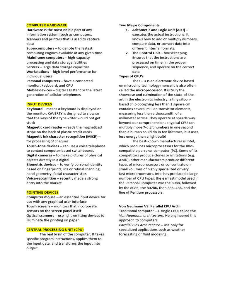 REVIEWER | PDF | Operating System | Central Processing Unit