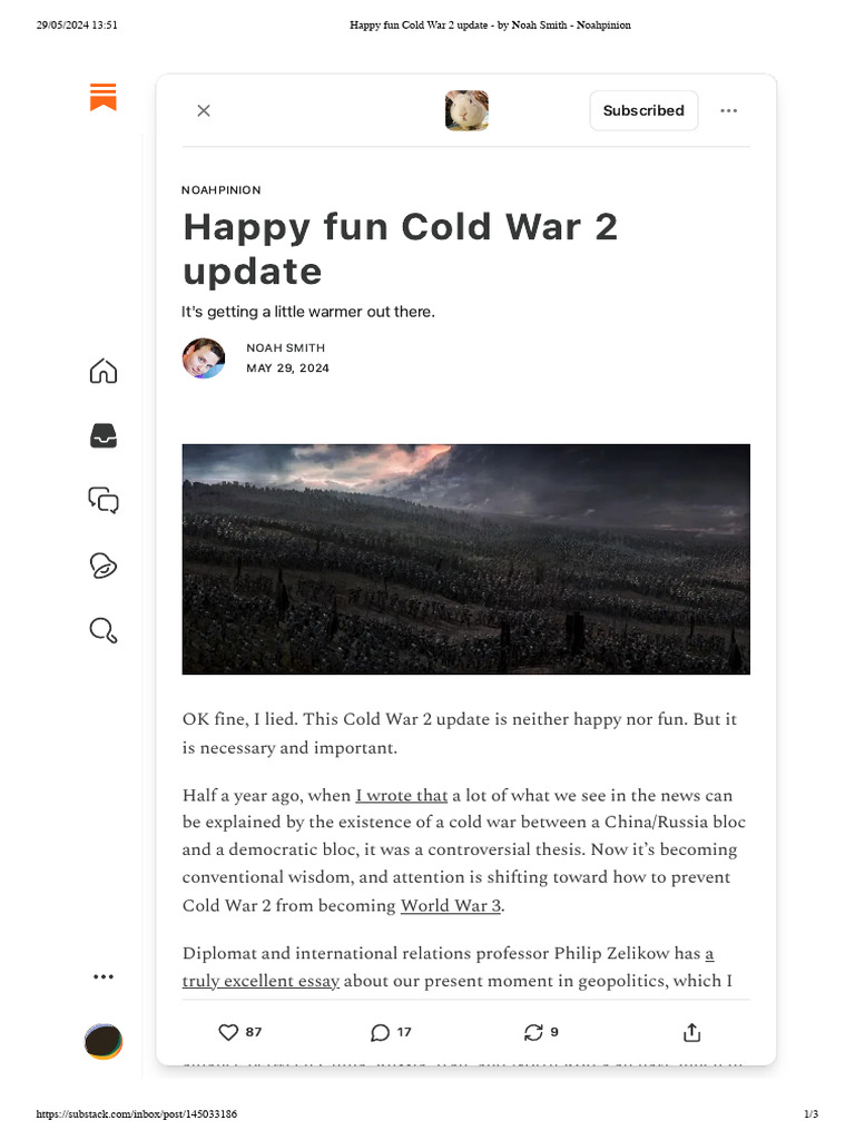Happy Fun Cold War 2 Update - by Noah Smith - Noahpinion | PDF | Cold War
