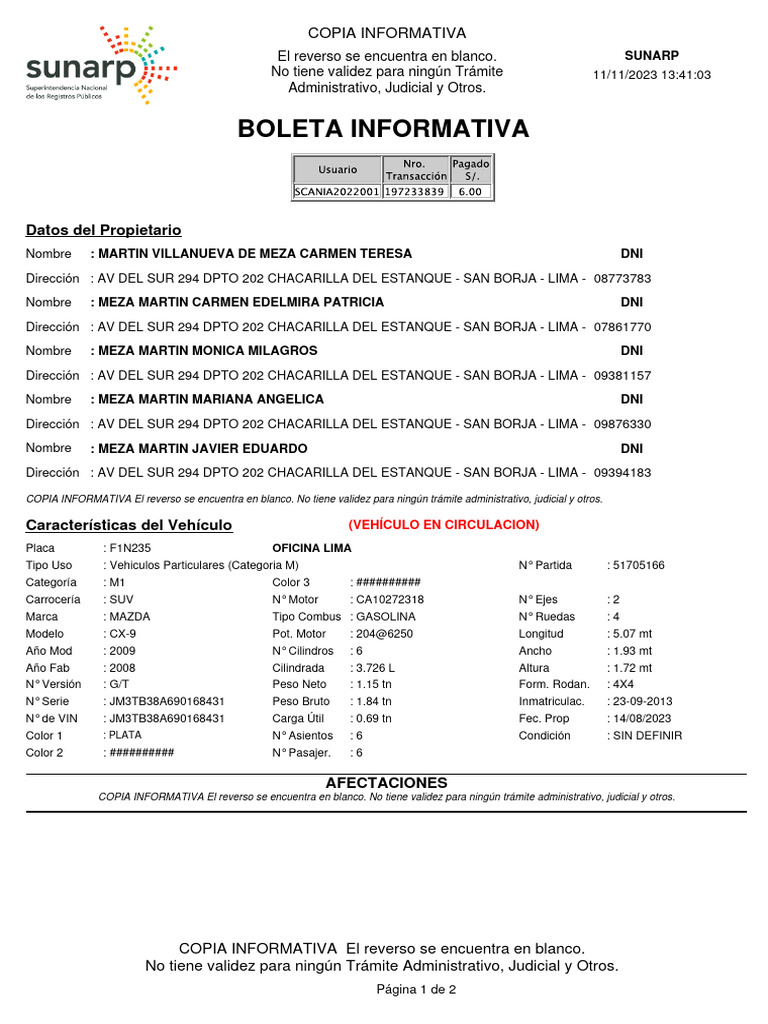 Boleta Informativa | PDF | Carros deportivos | Estilos de carrocería