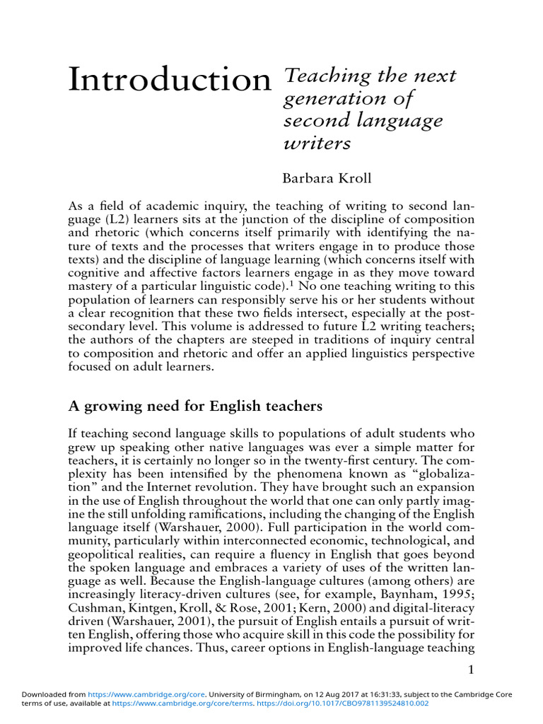 Introduction Teaching The Next Generation of Second Language Wri | PDF ... Introduction Teaching The Next Generation of Second Language Wri | PDF ...