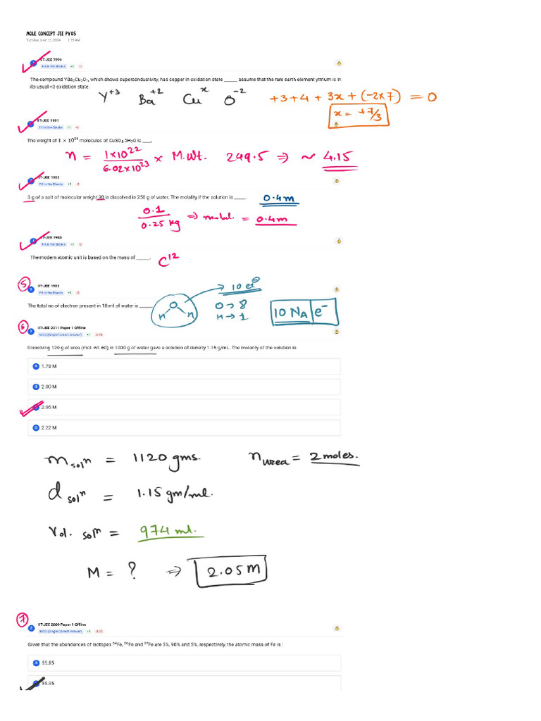 Mole Concept - All Pyqs | PDF