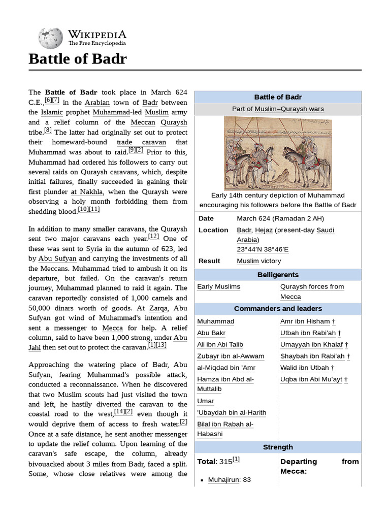 Battle of Badr | PDF | Muhammad | Medina