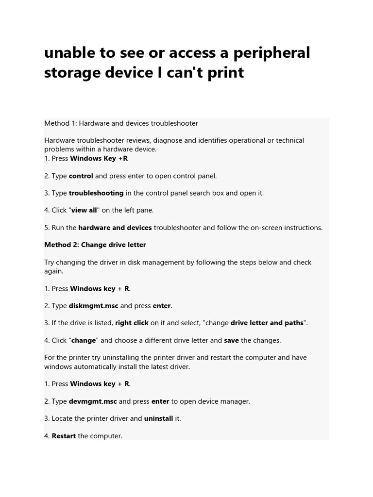 0unable To See or Access A Peripheral Storage Device I Can | PDF