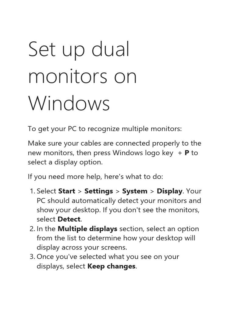 1set Up Dual Monitors On Windows | PDF | Business | Finance & Money ...