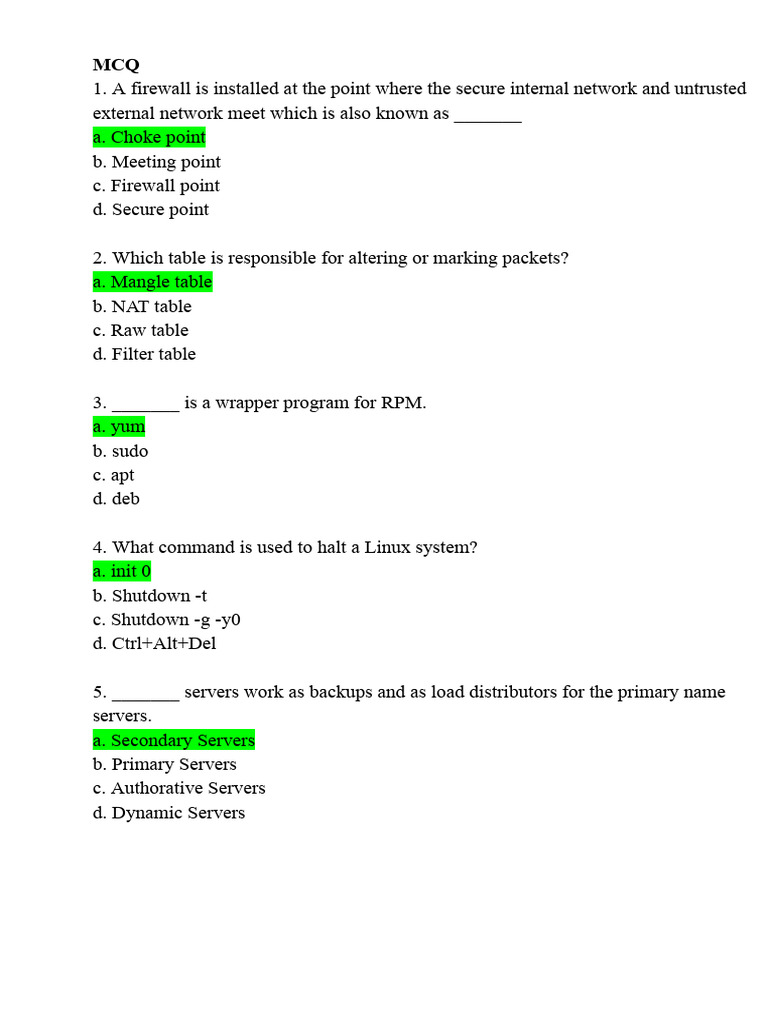 Linux Mcqs and Answers - in - Short | PDF | Linux Distribution | File Transfer Protocol