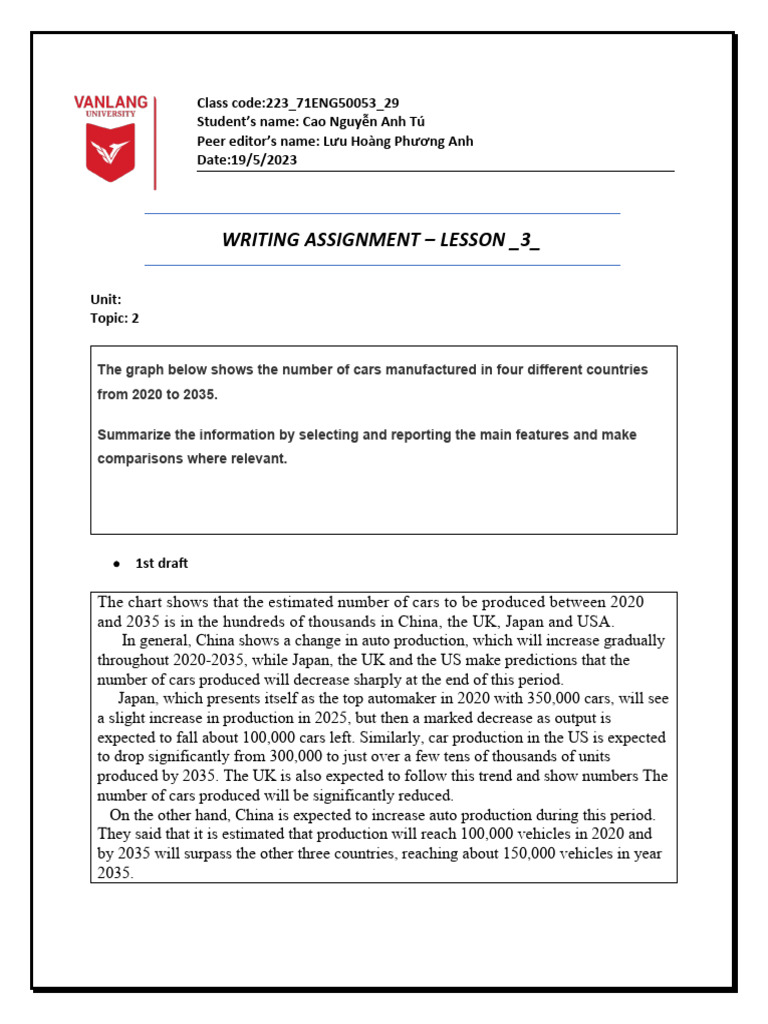 Writing Assignment | PDF | Car | Linguistics