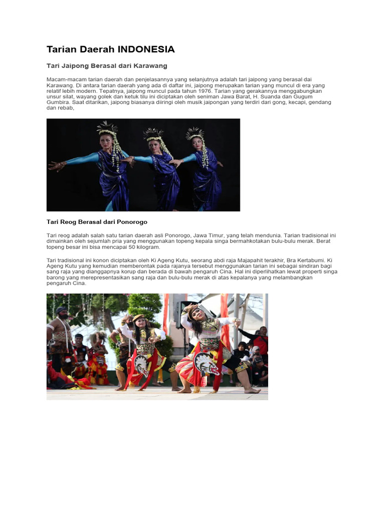 Tarian Daerah INDONESIA | PDF