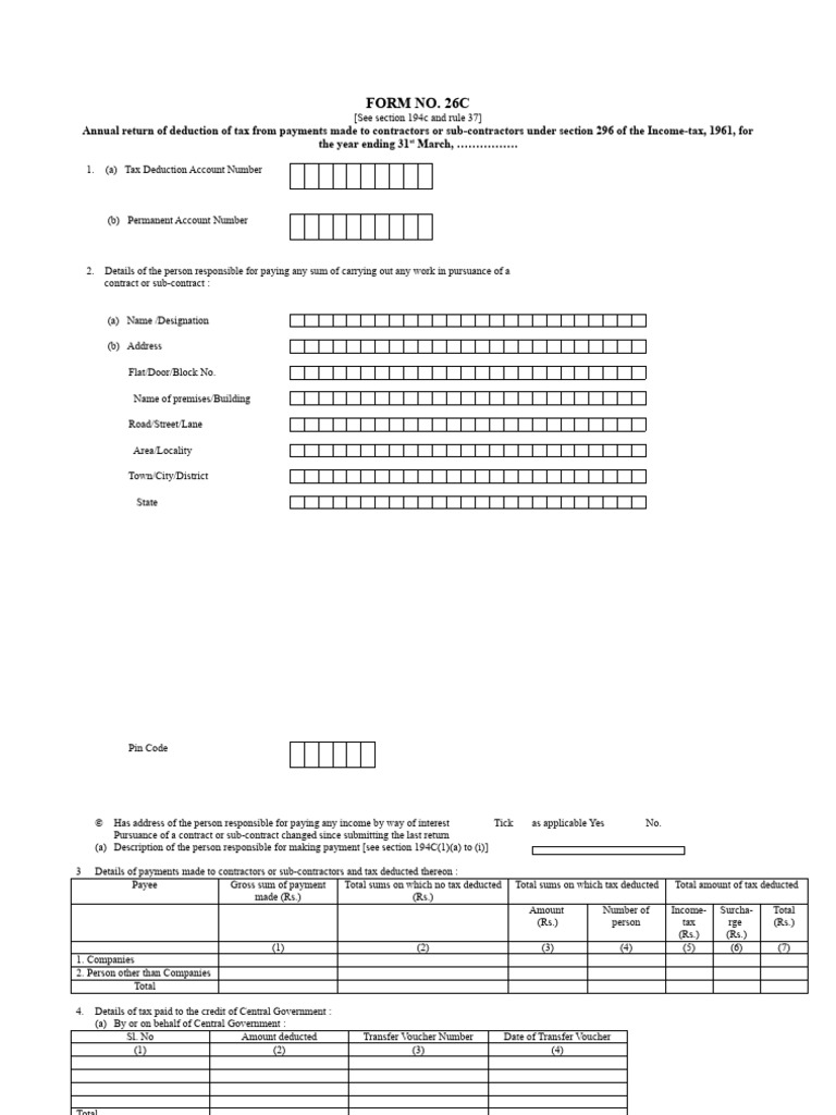 Annual Tax Deduction Return Form 26C | PDF | Taxes | Income Tax