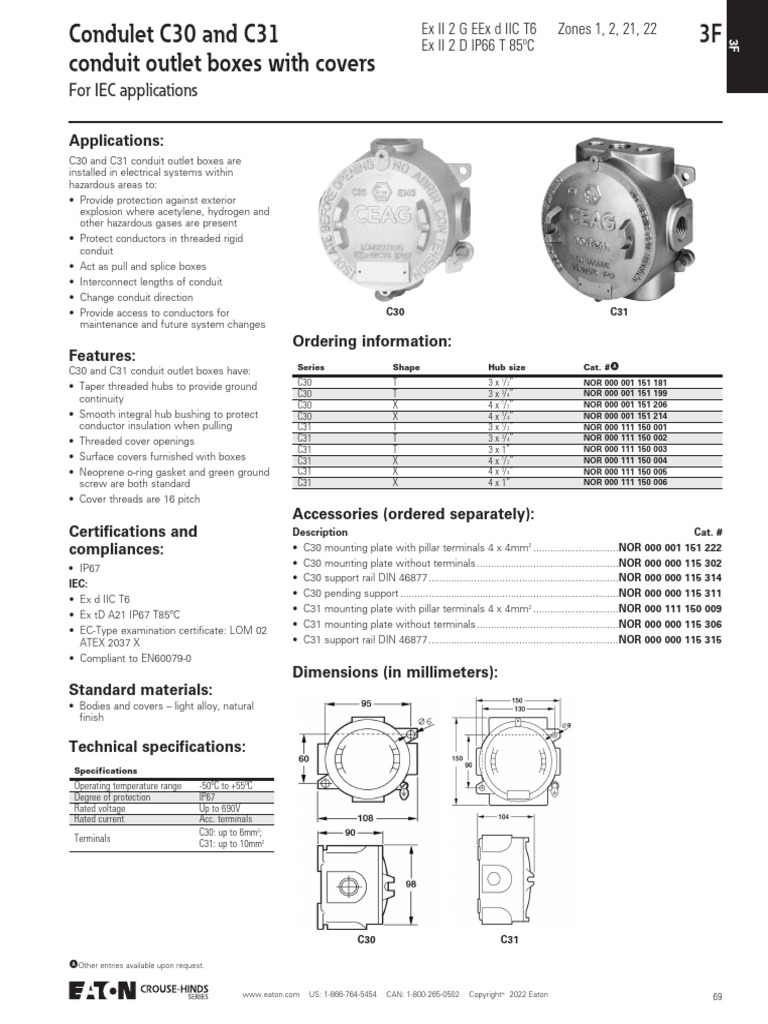 Crouse Hinds c30 c31 Iec Outlet Boxes Catalog Page | PDF | Building Engineering | Electrical ...