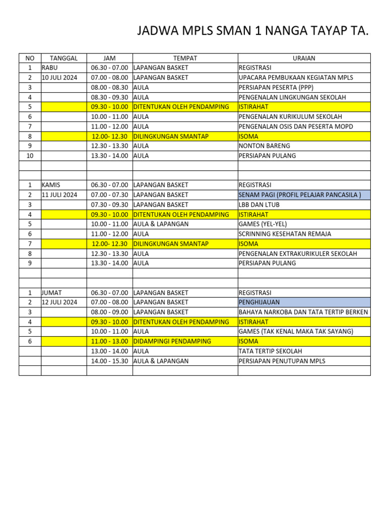 Jadwal Mopd 2024 | PDF