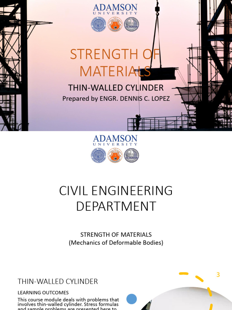 5 - Thin Walled Cylinder | PDF | Stress (Mechanics) | Pressure