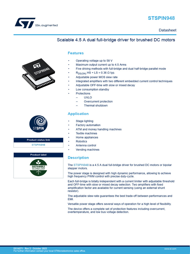 Stspin 948 | PDF | Amplifier | Electrical Circuits