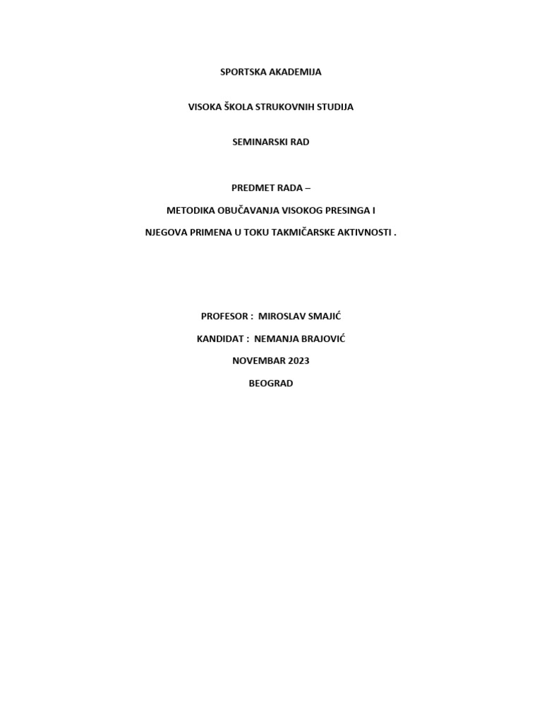 Sportska Akademija 6 | PDF
