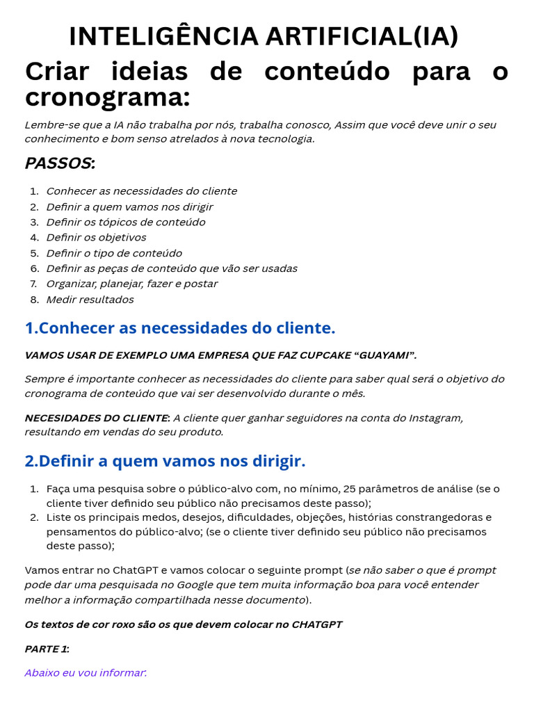Ia para Criacao de Ideas para o Cronograma Mensal | PDF | Pensamento ...
