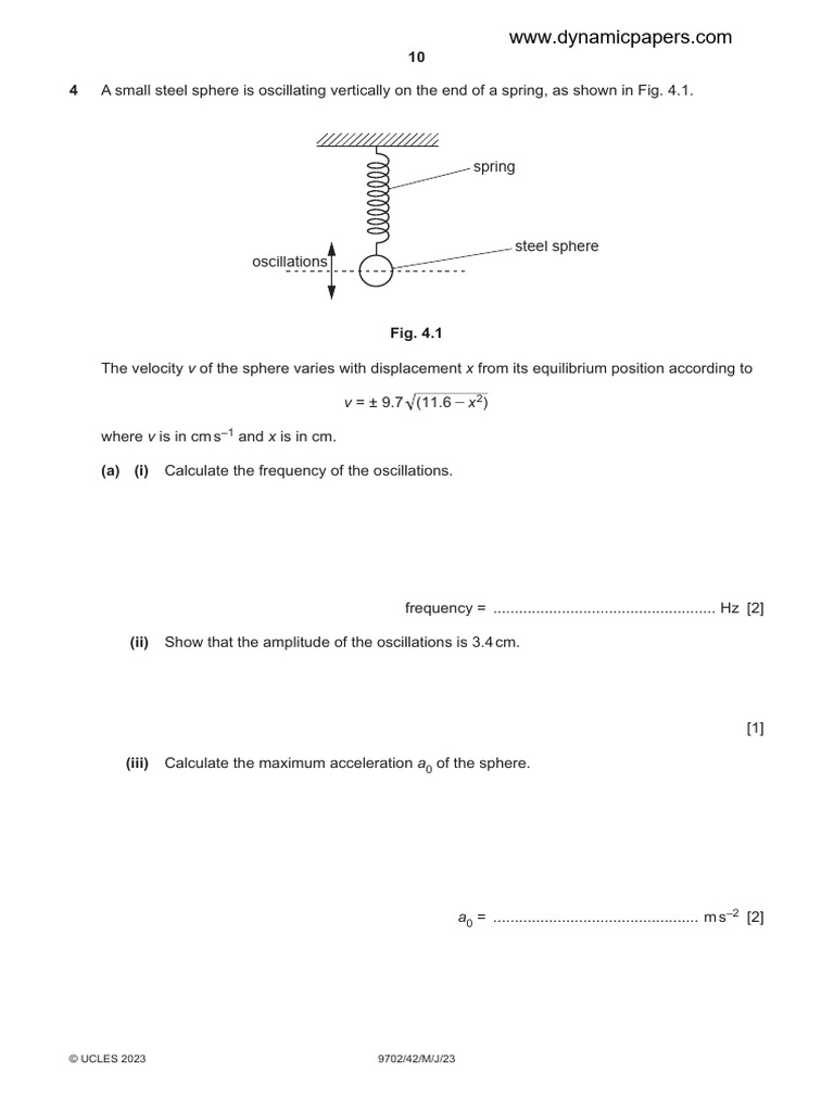 As&a Level Physics 9702 - 42 May - Jun 2023 | PDF | Oscillation ...