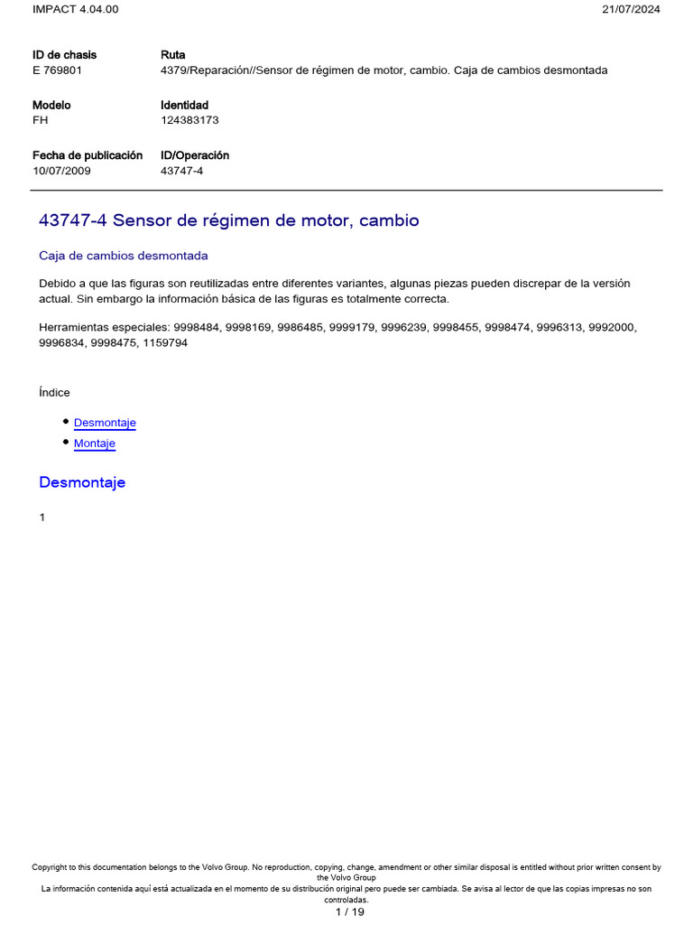 Sensr de Regimen de Revoluciones Cambio | PDF