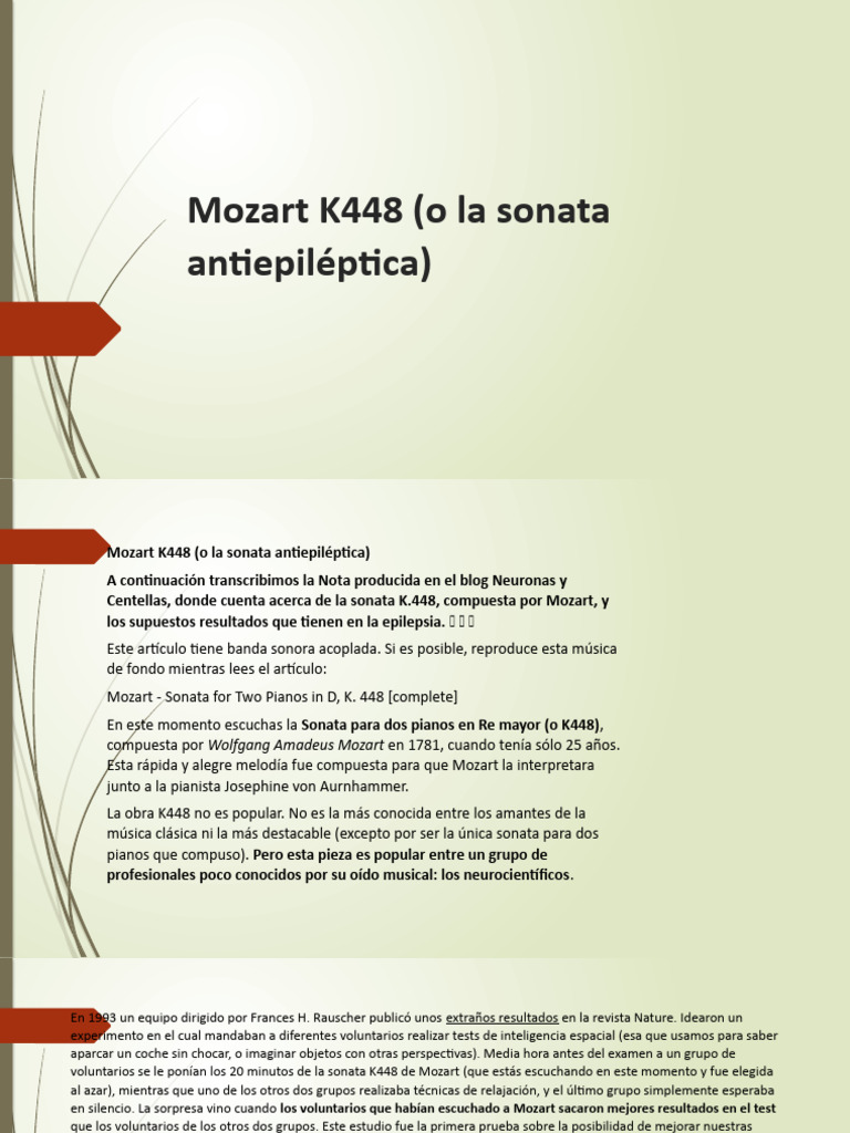 Mozart K448 (O La Sonata Antiepiléptica) | PDF | Epilepsia | Wolfgang Amadeus Mozart