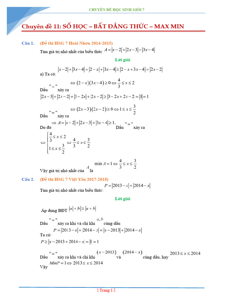 Chuyên đề 11 - HSG-K7 | PDF