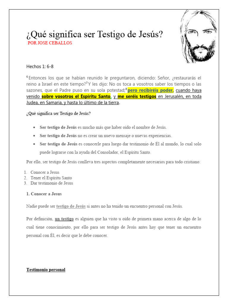 12 Qué Significa Ser Testigo de Jesús | PDF | Jesús | Cristo (título)