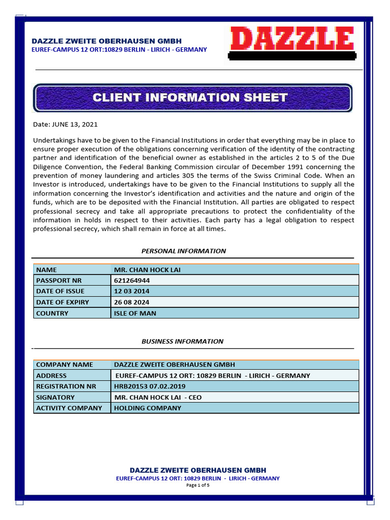 Cis Dazzle - HSBC Germany 2021 - Gpi N.code 3 2 | PDF | Financial Regulation | Banking