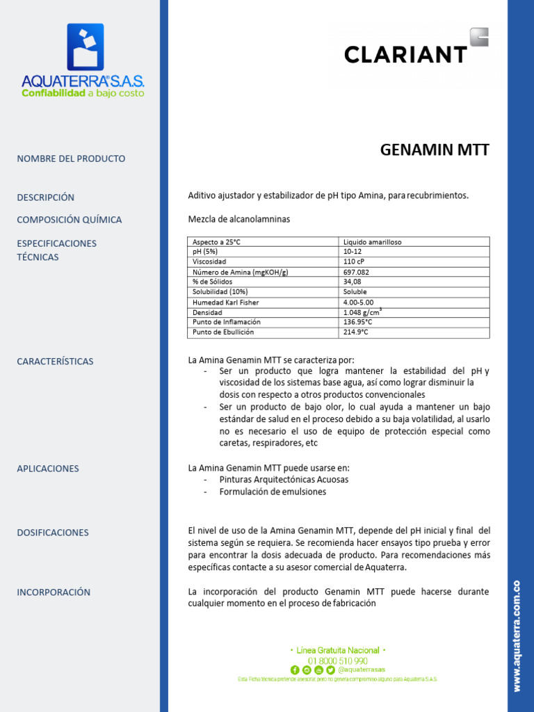 FT Genamin MTT | PDF | Amina | Química