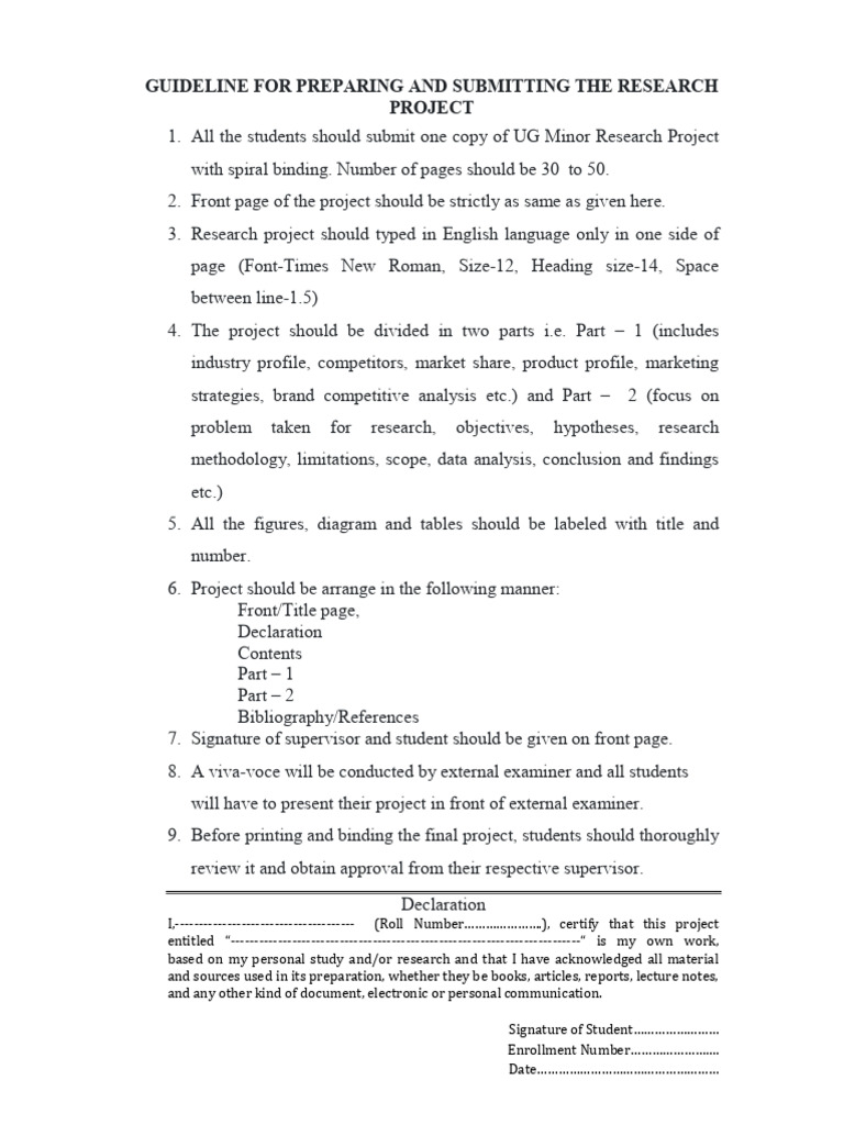 UG Minor Research Project Guidelines | PDF | Thesis