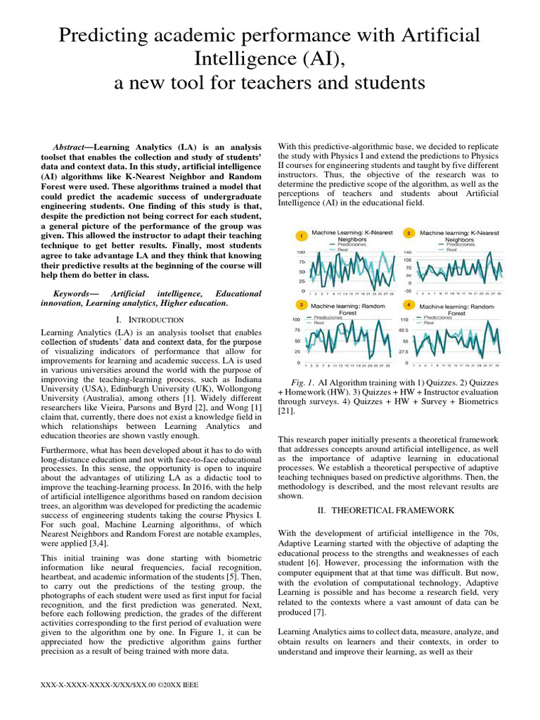 Predicting Academic Performance With Artificial Intelligence | PDF | Forecasting | Artificial ...