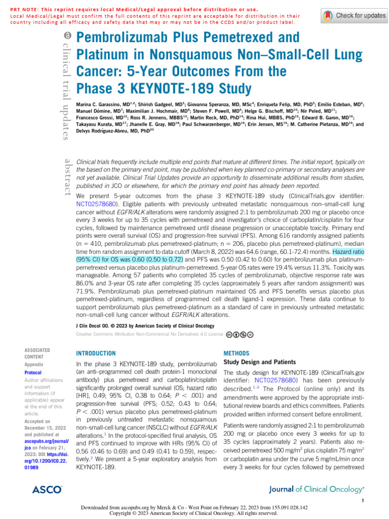 5y Keynote 189 | PDF | Lung Cancer | Medicine