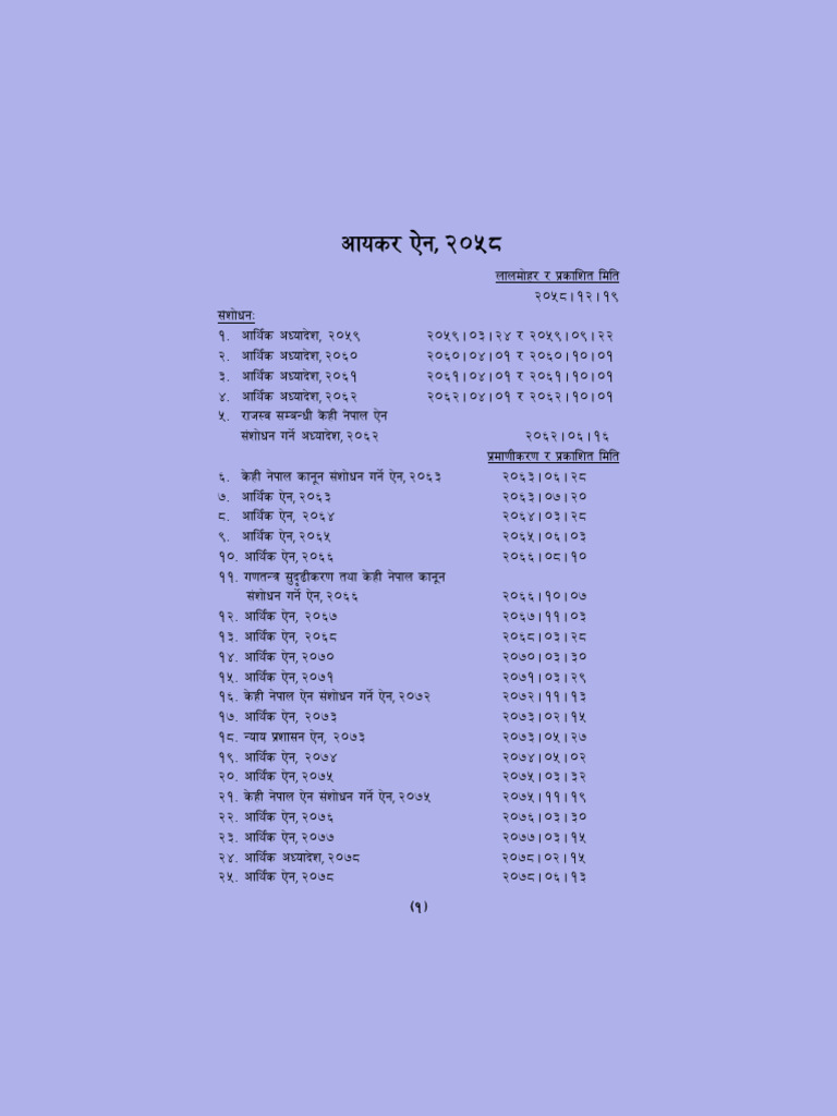 IRD - Income Tax Act, 2058 (2080 Ammendments) | PDF