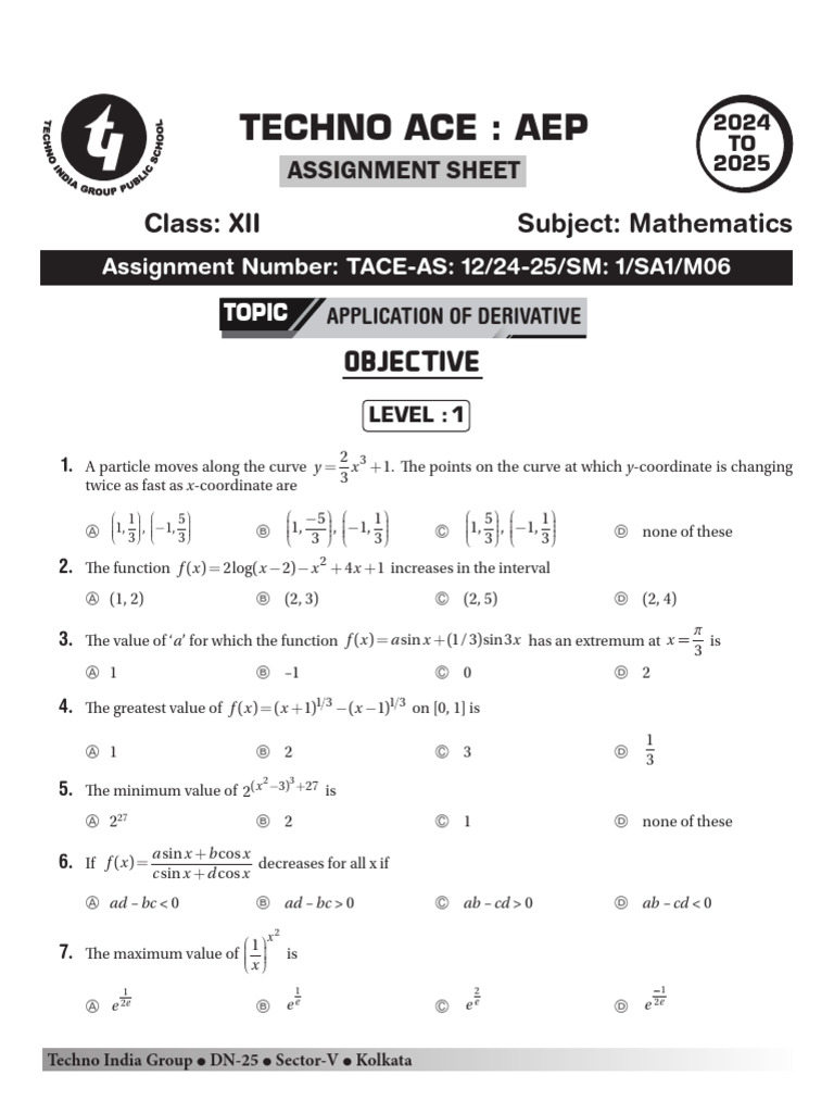 Math XII Ch 6 (Assi L 1) Application of Derivative | Download Free PDF | Mathematical Logic ...