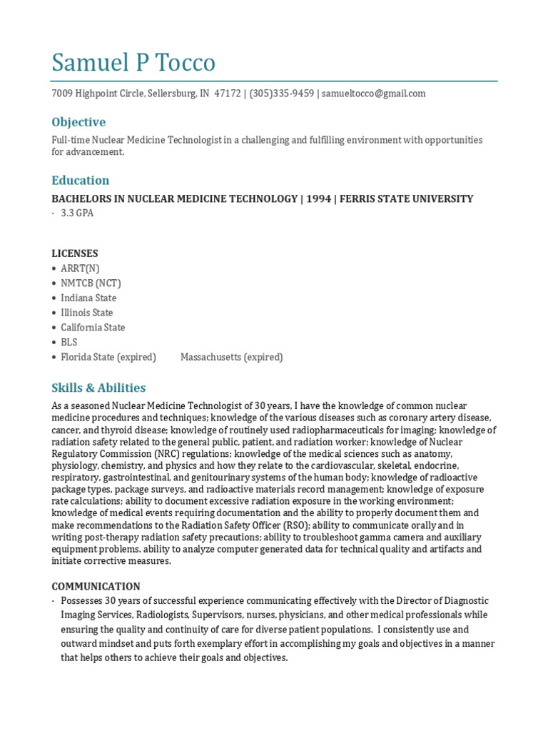 Samuel - NMT | Download Free PDF | Nuclear Medicine | Positron Emission Tomography