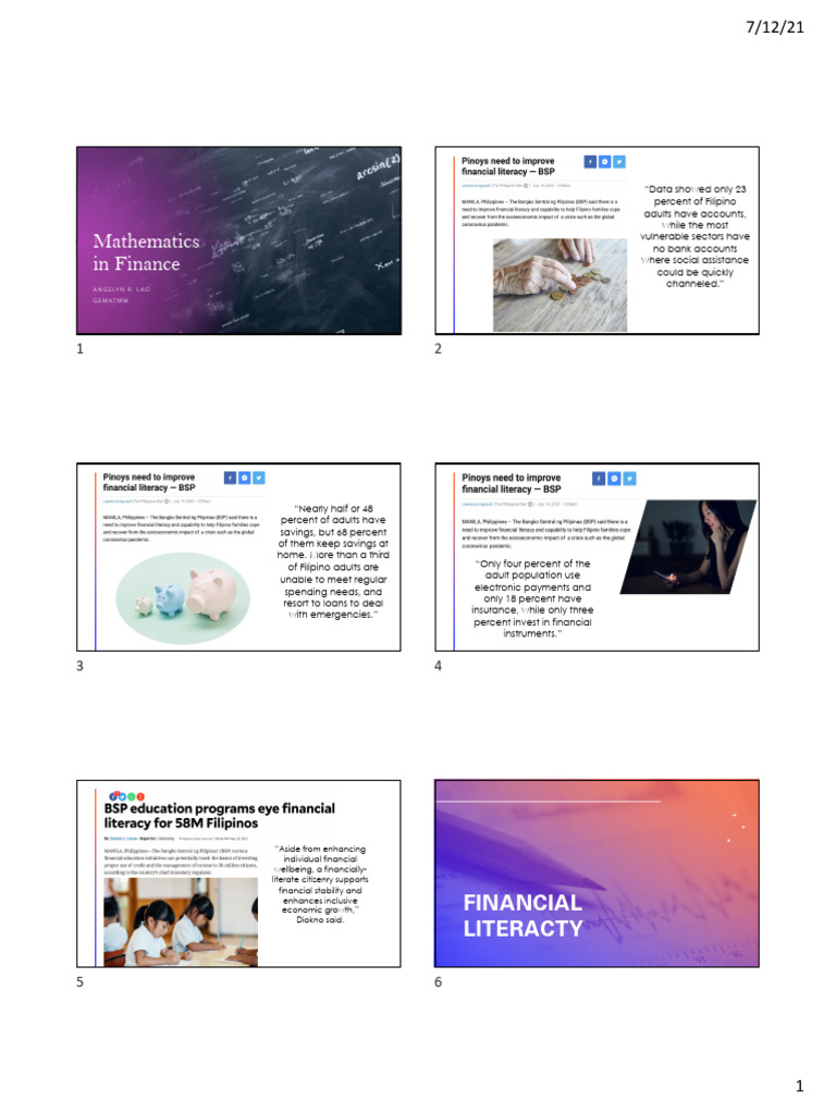 Math in Finance Handout | PDF | Stocks | Investment Fund