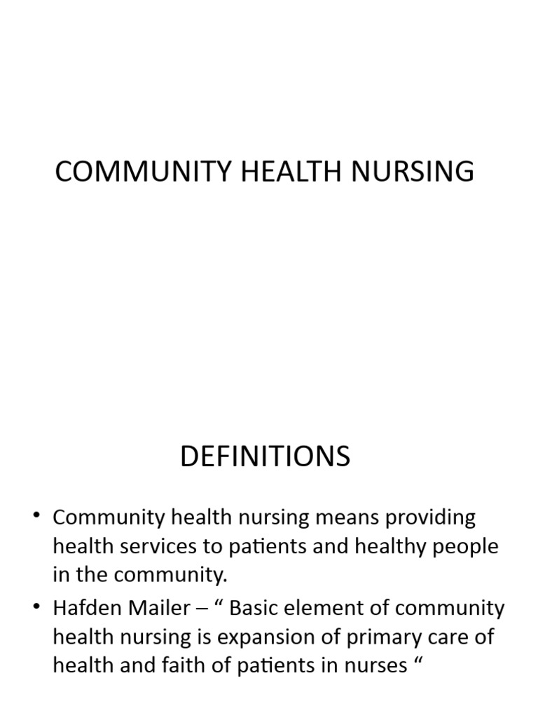 Community Health Nursing | PDF | Nursing | Community