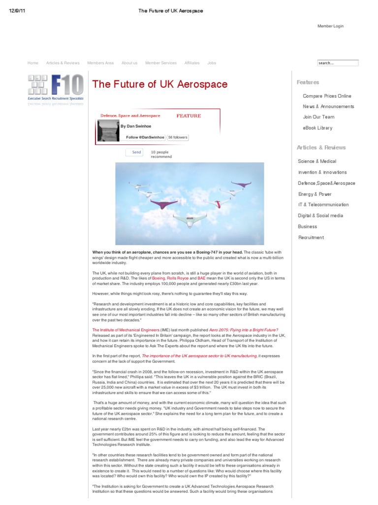 Future Challenges for UK Aerospace Industry | PDF | Aerospace | Airplane