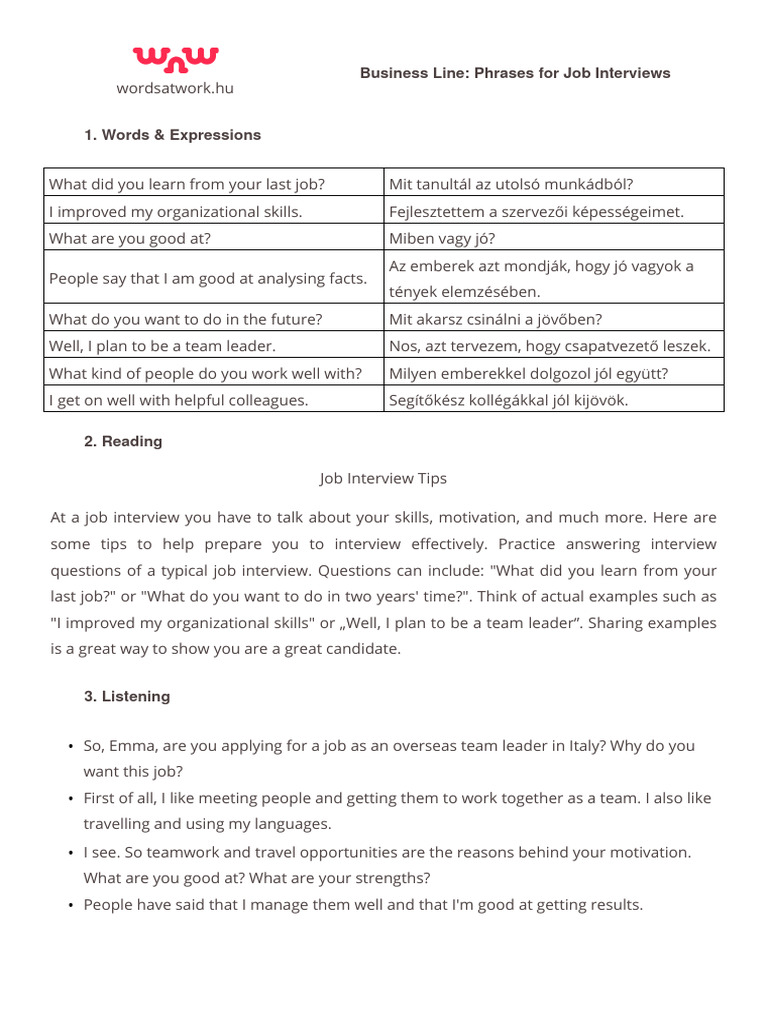 15 - Phrases For Job Interviews | PDF | Job Interview | Psychology