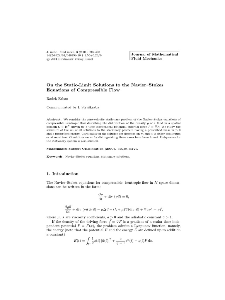 Mathfluid 2001 | PDF | Fluid Dynamics | Function (Mathematics)