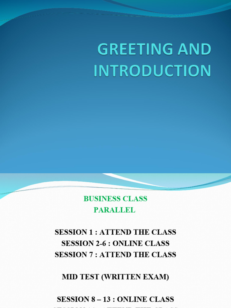 Greeting and Introduction | PDF