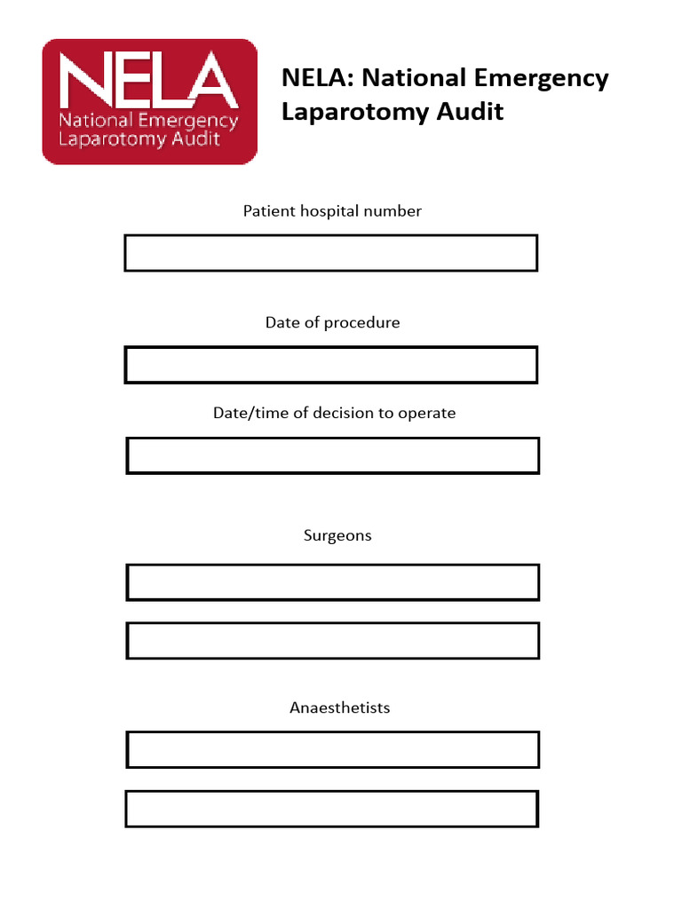 NELA Laparotomy Audit Form | PDF | Ulcerative Colitis | Surgery