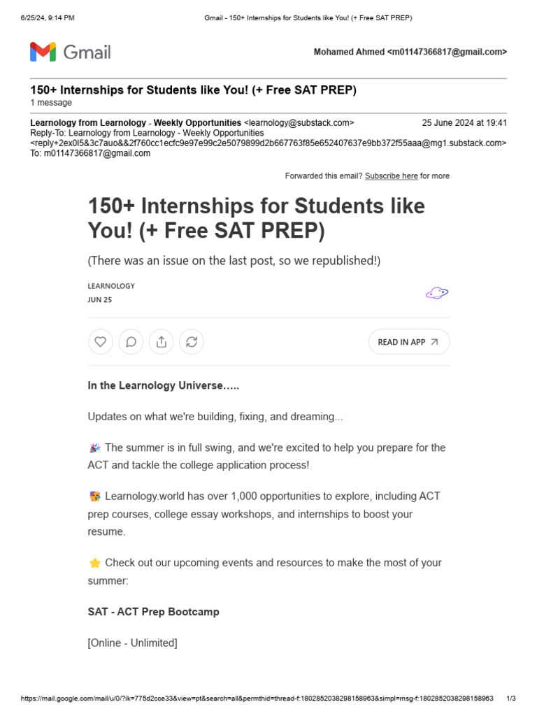 150 Internships | PDF | Gmail | Computing