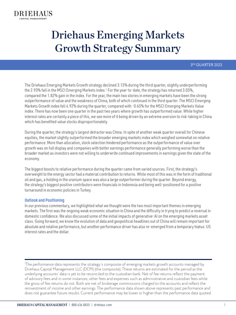 Driehaus Emergis | PDF | Investing | Stock Market Index