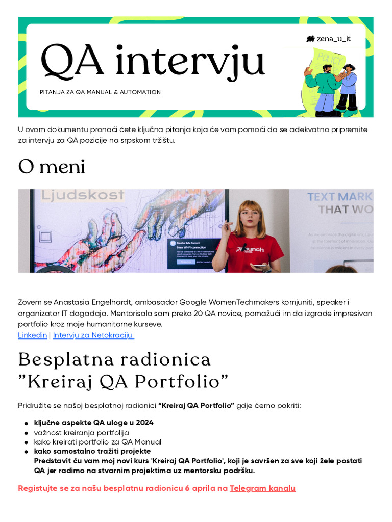 Intervju Pitanja QA 2024 - Instablog @zena - U - It | PDF